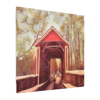 Red Ashland Covered Bridge Metal Art Print | Zazzle