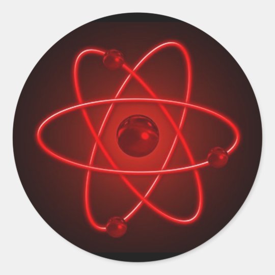 Red Atom Classic Round Sticker | Zazzle.com