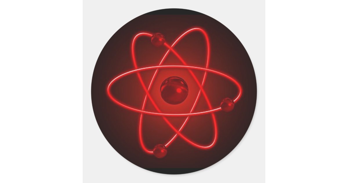 Red Atom Classic Round Sticker | Zazzle