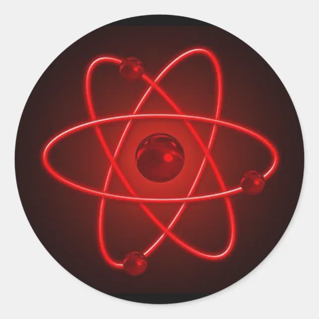 Red Atom Classic Round Sticker | Zazzle