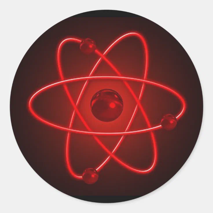 Red Atom Classic Round Sticker | Zazzle