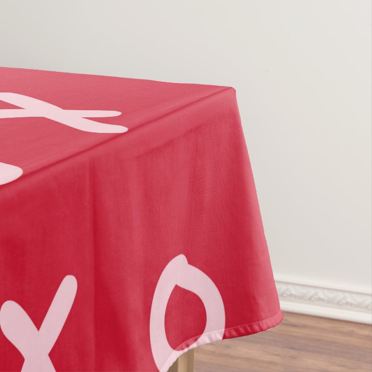 Red & Baby Pink X O XO XO's Trendy Cute Tablecloth | Zazzle
