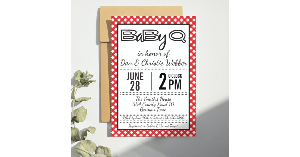 Red BabyQ BBQ Baby Shower Invitation | Zazzle