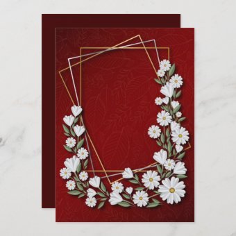 Red Background Floral Invitation Card | Zazzle