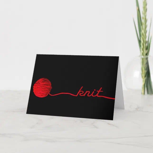 red ball of yarn for knitting birthday card | Zazzle