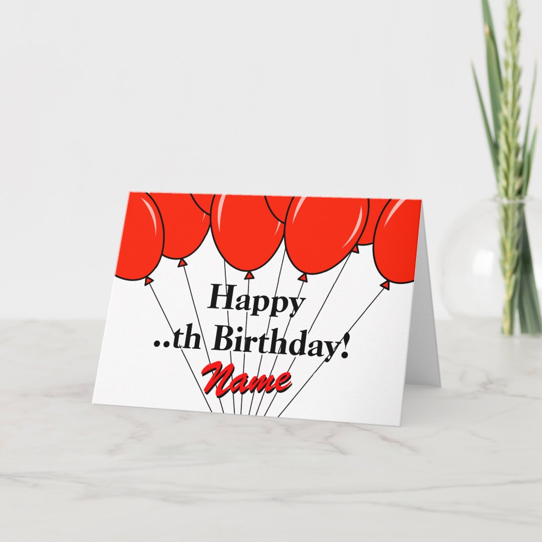 Red balloon bouquet Birthday greeting card | Zazzle