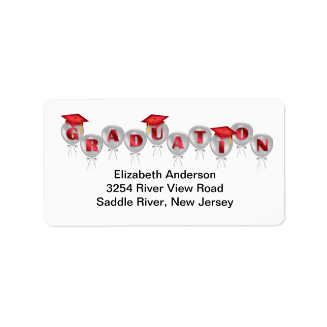 Red Balloons Graduation Address Labels | Zazzle