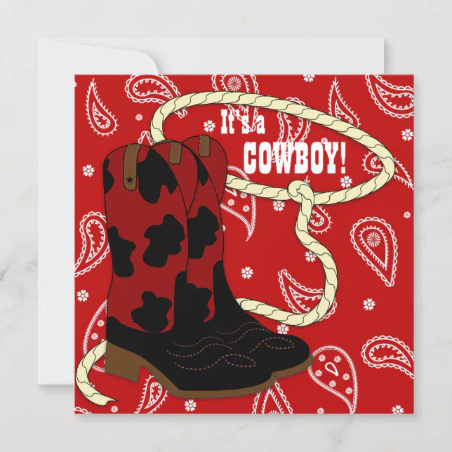 Red Bandana Cowboy Baby Shower Invitation | Zazzle