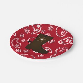 Red Bandana Cowboy Boot Paper Plates | Zazzle
