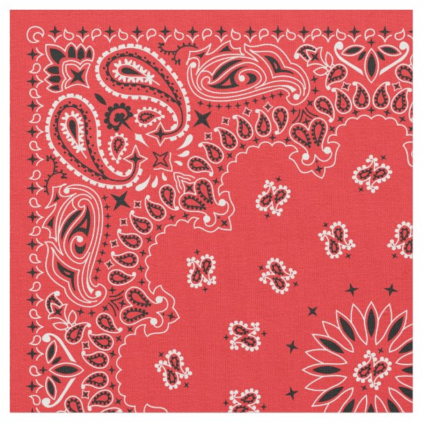 Red Bandana Heart Denim Combo Fabric | Zazzle