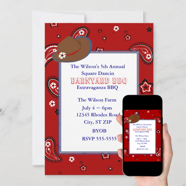 Red Bandana Invitation | Zazzle