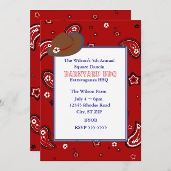 Red Bandana Invitation | Zazzle