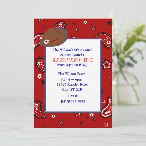 Red Bandana Invitation | Zazzle