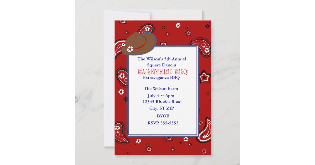 Red Bandana Invitation | Zazzle