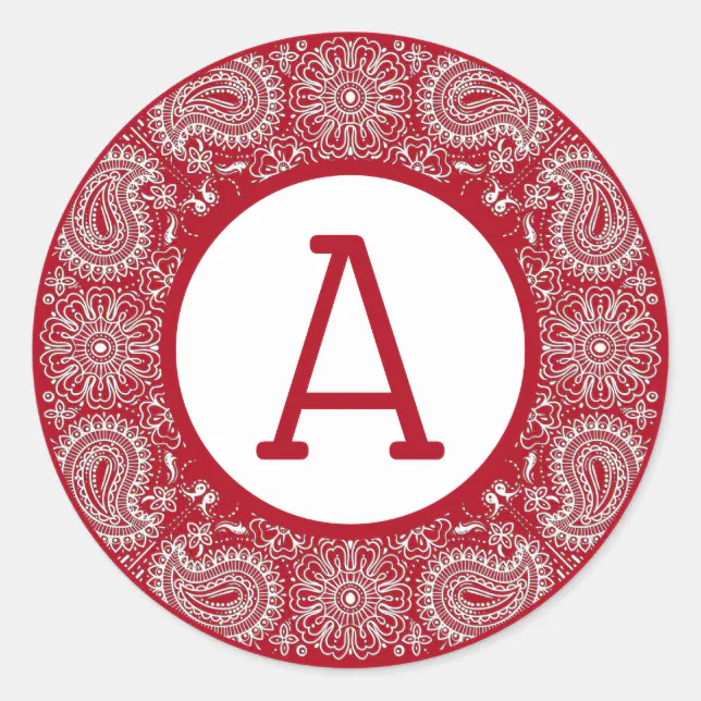 Red Bandana Personalize Classic Round Sticker | Zazzle