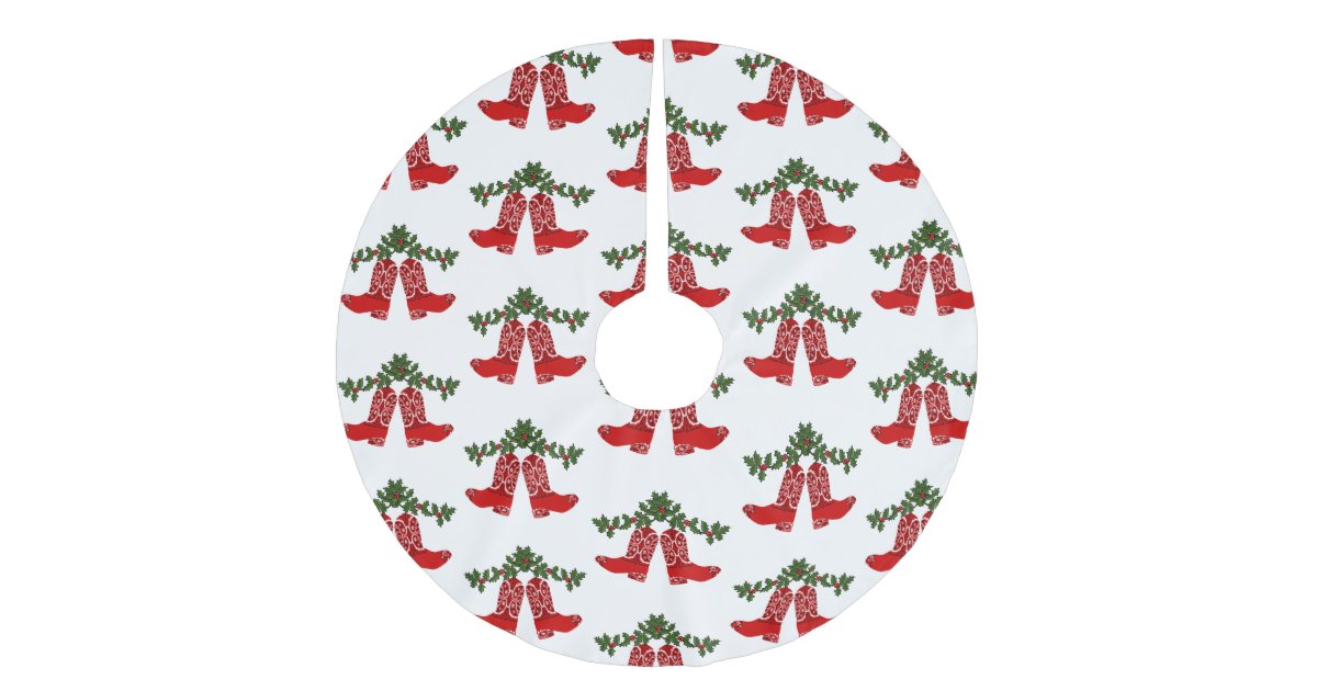 Red Bandana Print Cowboy Boots With Garland Brushed Polyester Tree ...