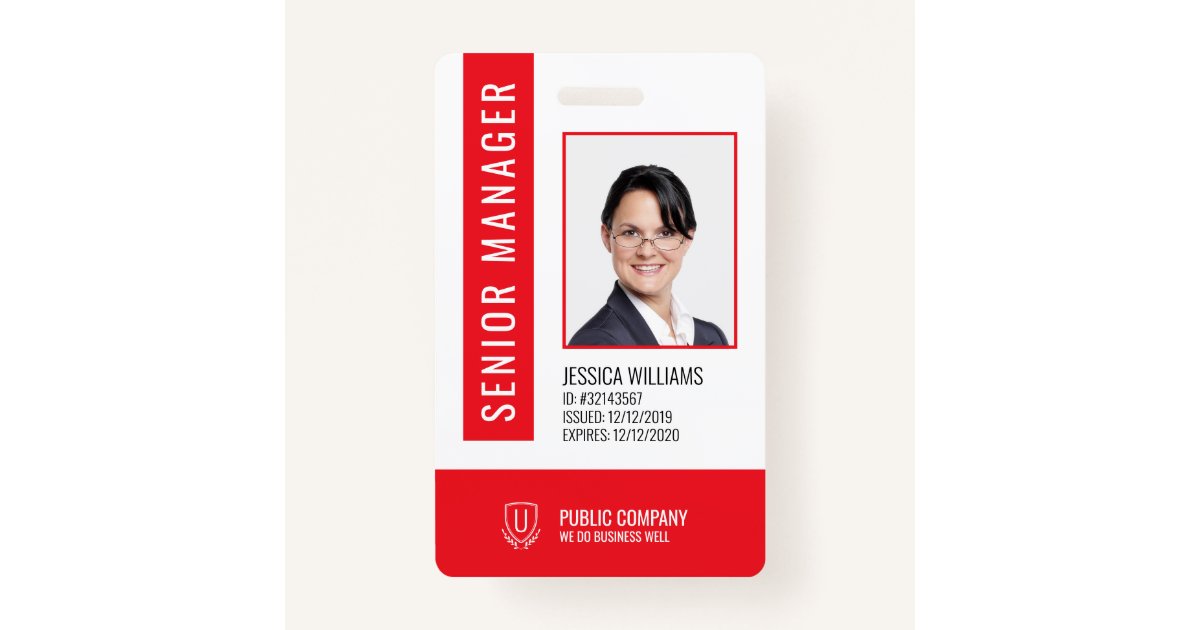 Red Barcode Staff Employee ID Badge | Zazzle
