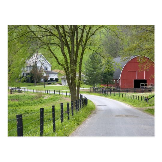 Red barn and farm house near Berlin, Ohio. Postcard | Zazzle.com