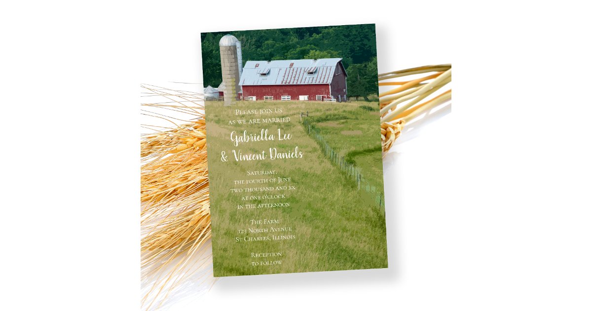 Red Barn and Silo Farm Wedding Invitation | Zazzle