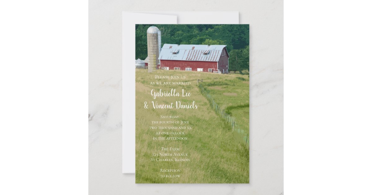 Red Barn and Silo Farm Wedding Invitation | Zazzle