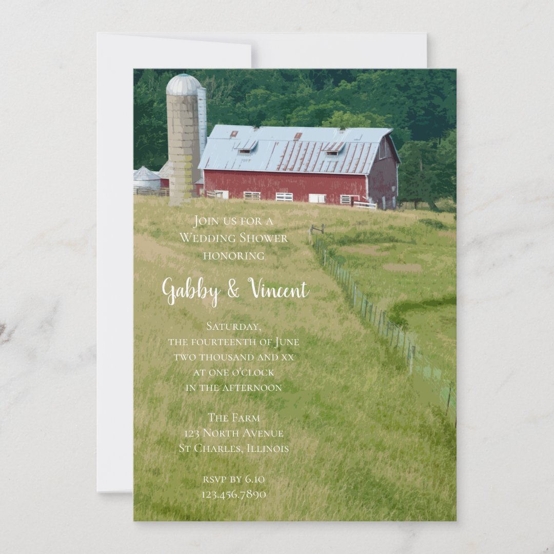 Red Barn and Silo Farm Wedding Shower Invitation | Zazzle