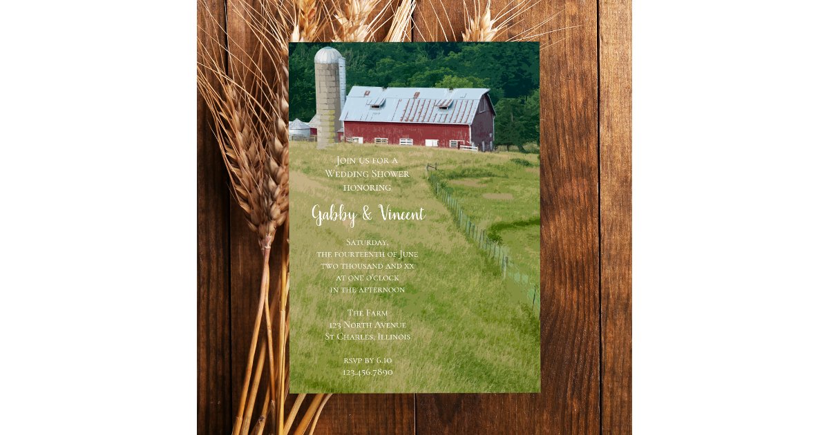 Red Barn and Silo Farm Wedding Shower Invitation | Zazzle