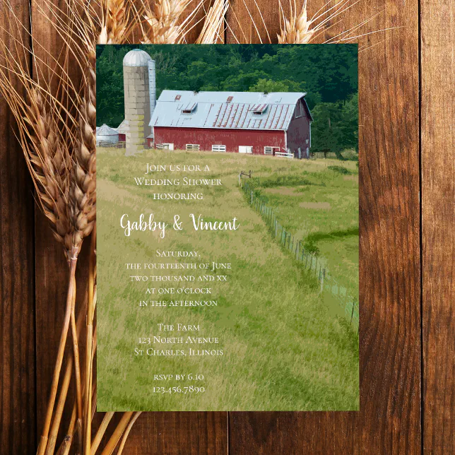 Red Barn and Silo Farm Wedding Shower Invitation | Zazzle
