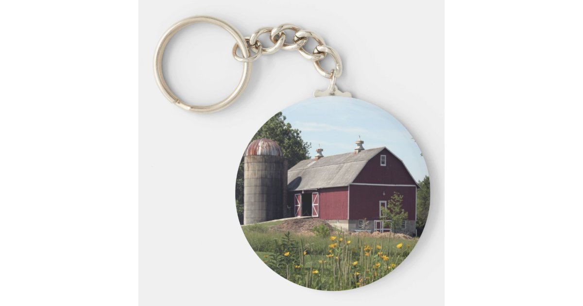 Red Barn and Silo Keychain | Zazzle