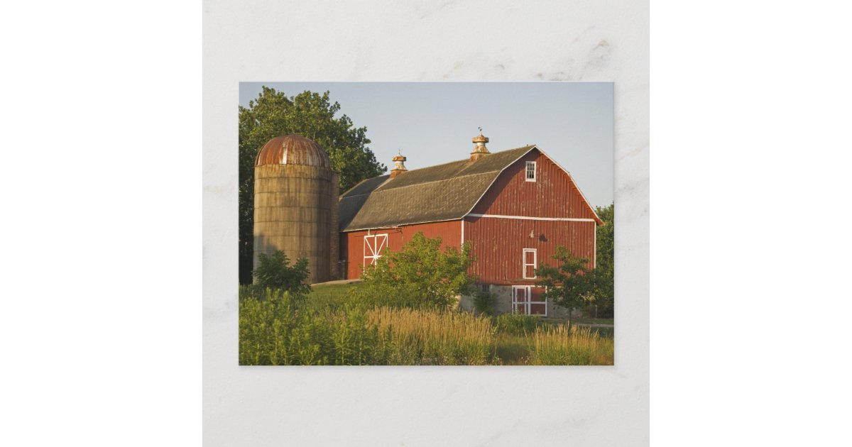 Red Barn and Silo Postcard | Zazzle