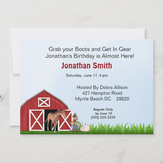 Red Barn Birthday Party Invitation | Zazzle.com