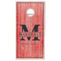 Red Barn Boards with Name & Initial Overlay Cornhole Set | Zazzle