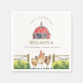 Red Barn Chicken Farm Watercolor Kids Birthday Napkins | Zazzle