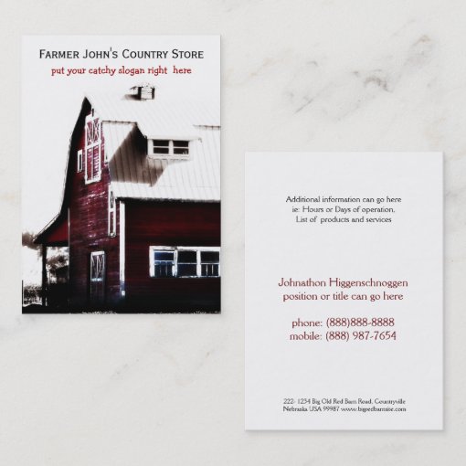 Red Barn Country Living Agricultural Farm Business Card | Zazzle