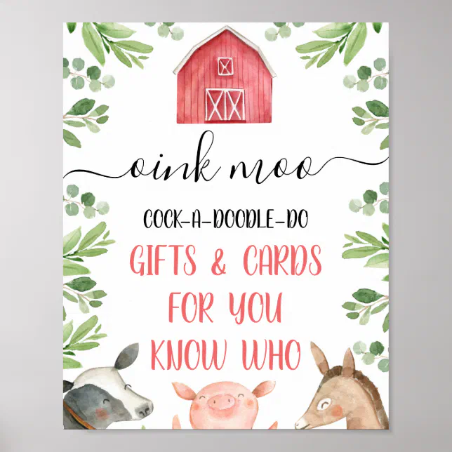 Red Barn Farm Animals Birthday Party Sign | Zazzle
