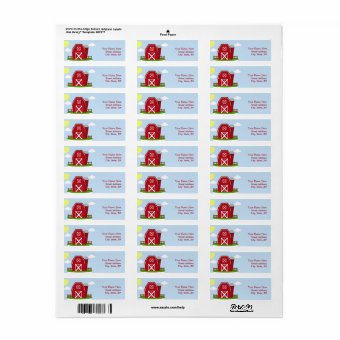 Red Barn Farm Birthday Party Address Labels | Zazzle