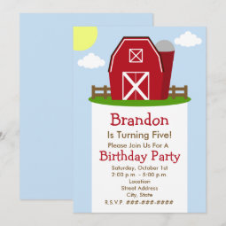 Red Barn Farm Birthday Party Invitation | Zazzle