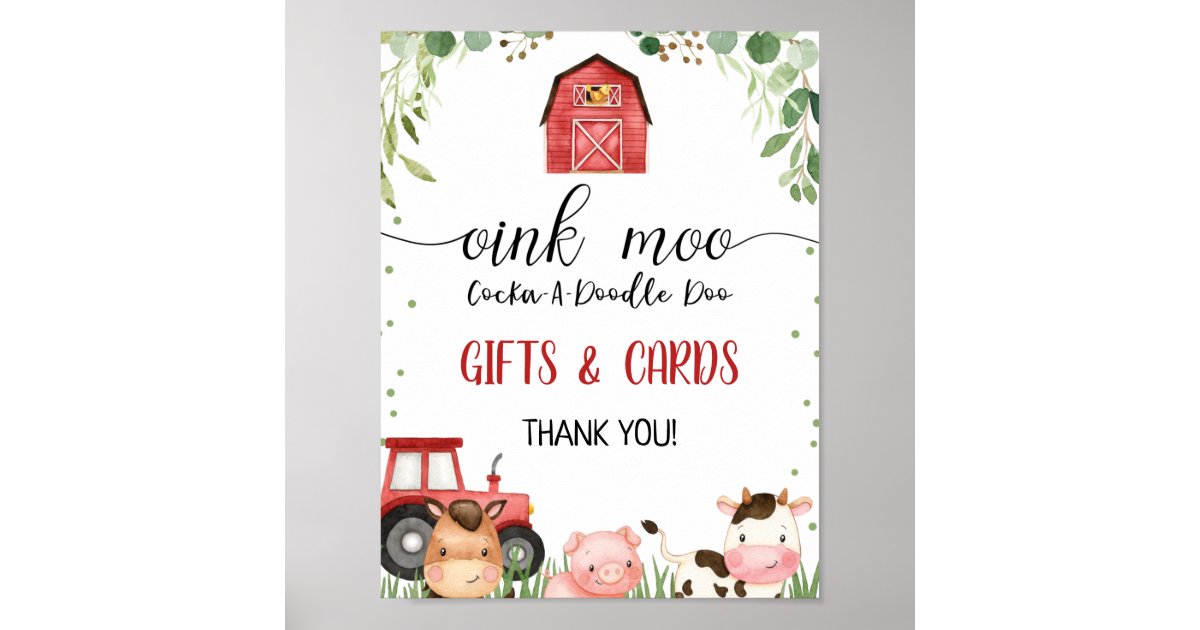 Red Barn Farm Foliage Birthday Party Sign | Zazzle