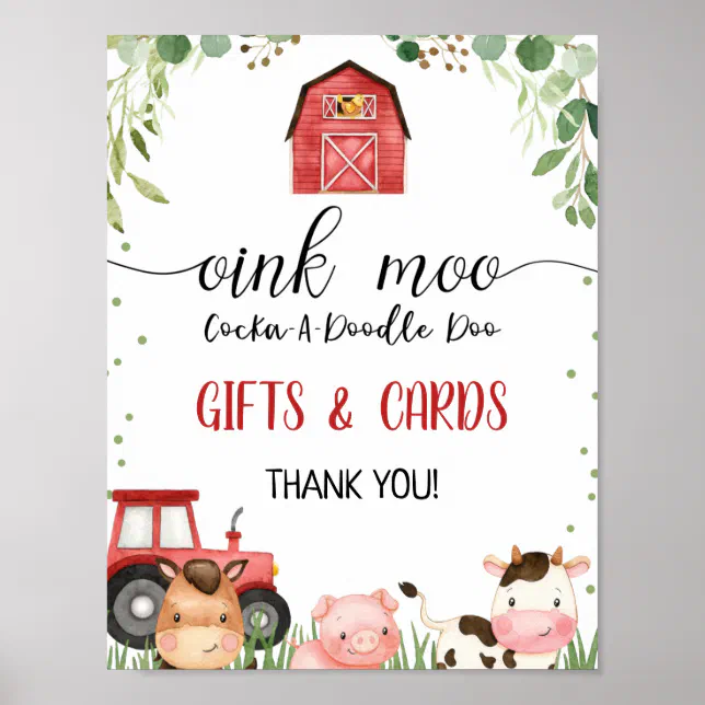 Red Barn Farm Foliage Birthday Party Sign | Zazzle