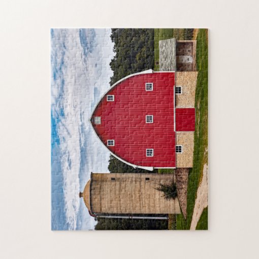Red Barn Farm Landscape Jigsaw Puzzle | Zazzle