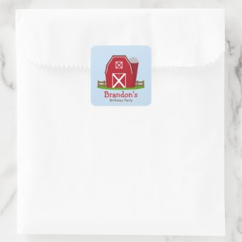 Red Barn Farm Personalized Birthday Party Sticker | Zazzle