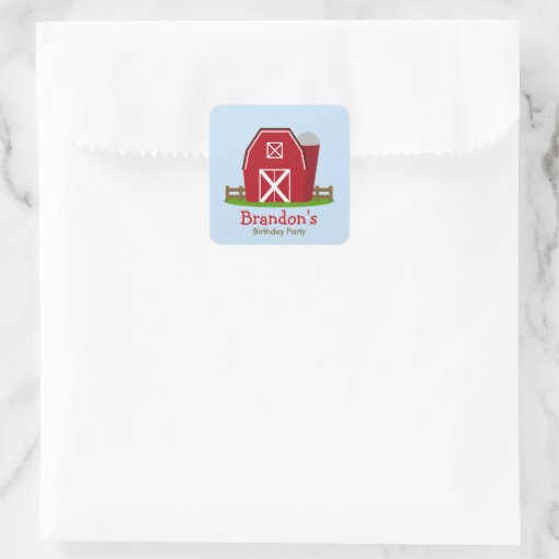 Red Barn Farm Personalized Birthday Party Sticker | Zazzle