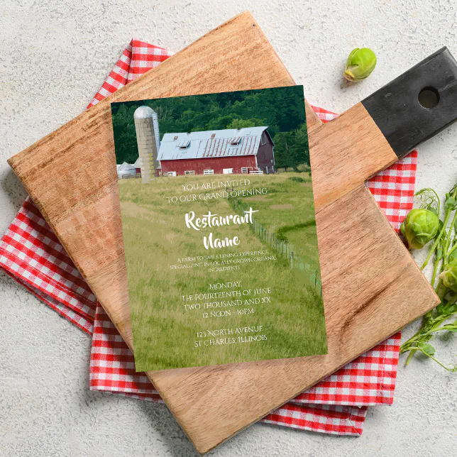 Red Barn Farm to Table Restaurant Grand Opening Invitation | Zazzle