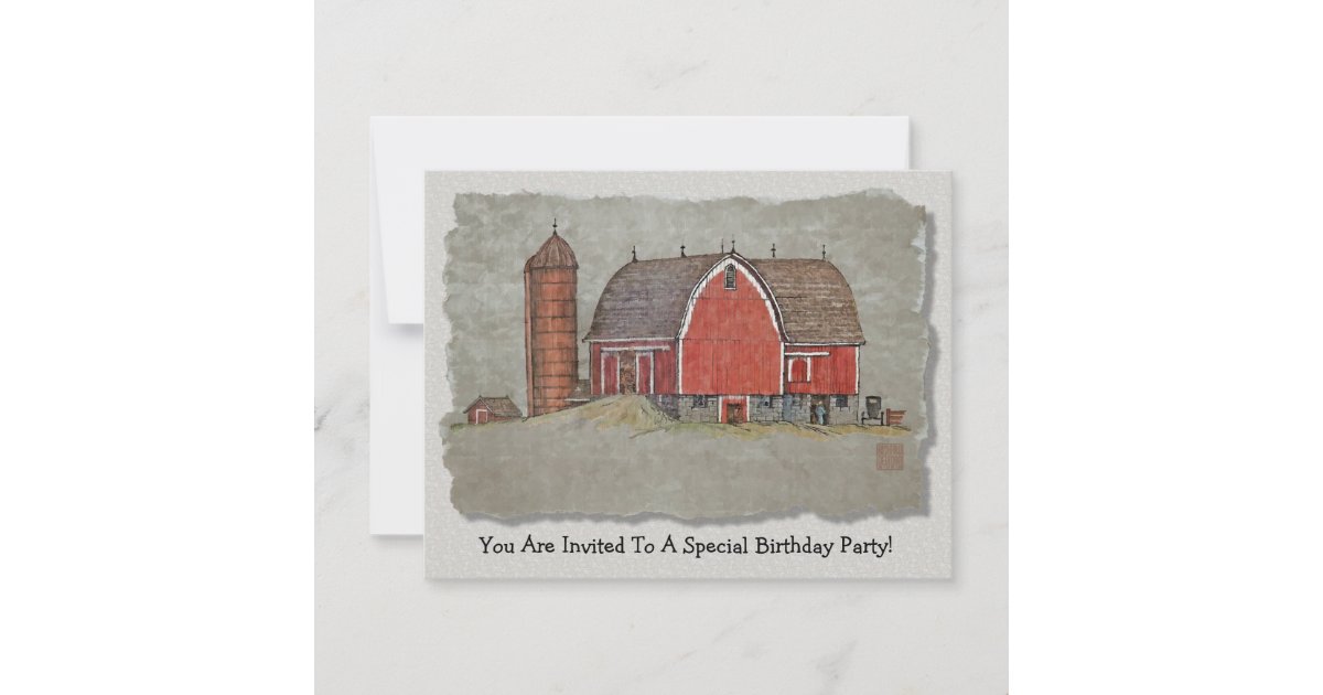 Red Barn & Silo Invitation | Zazzle