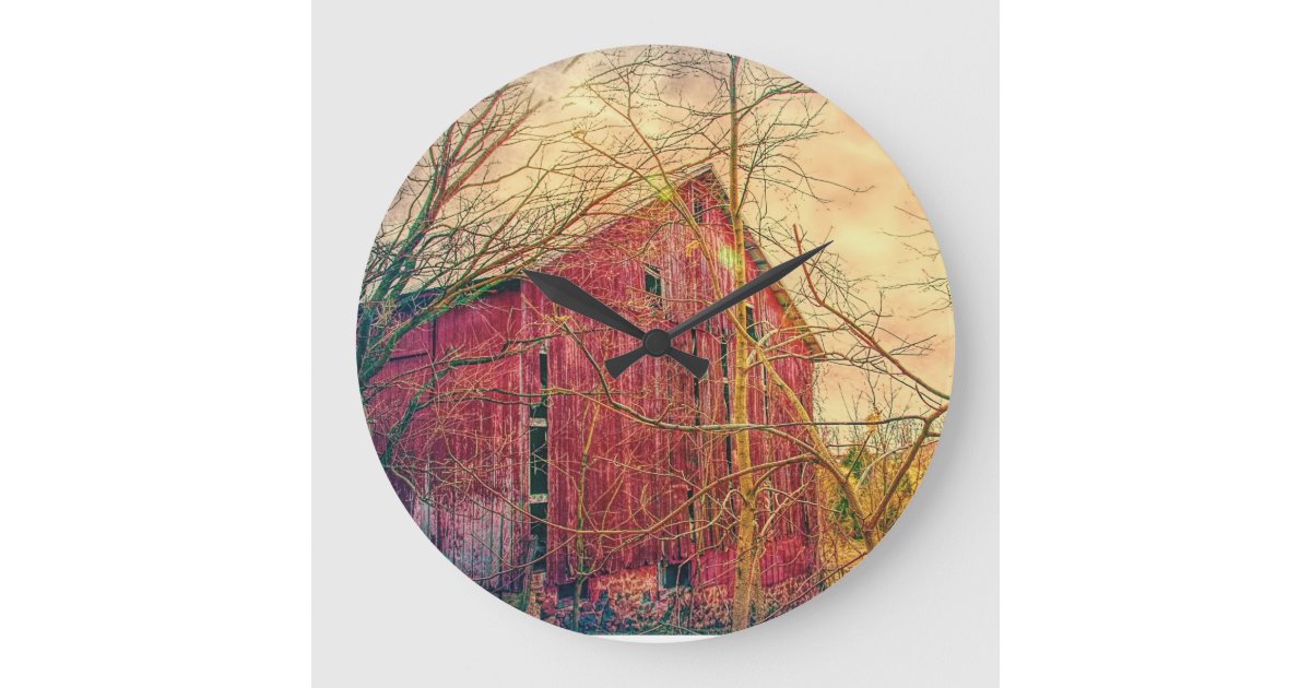 RED BARN WALL CLOCK | Zazzle