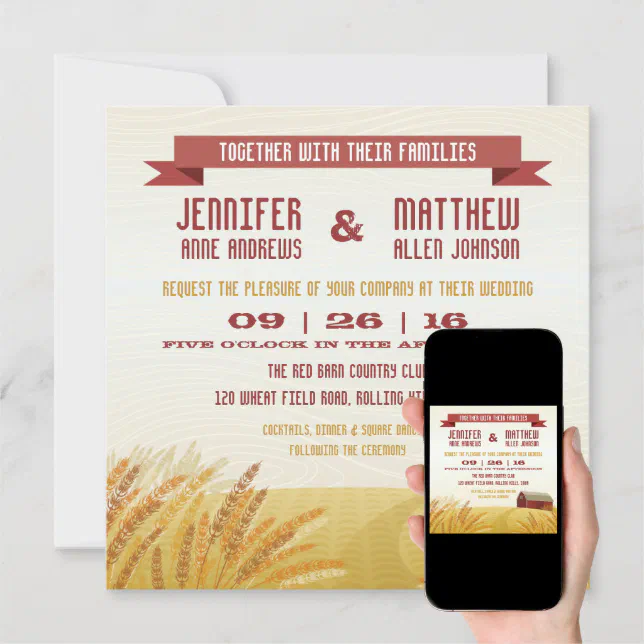 Red Barn Wedding Invitation | Zazzle