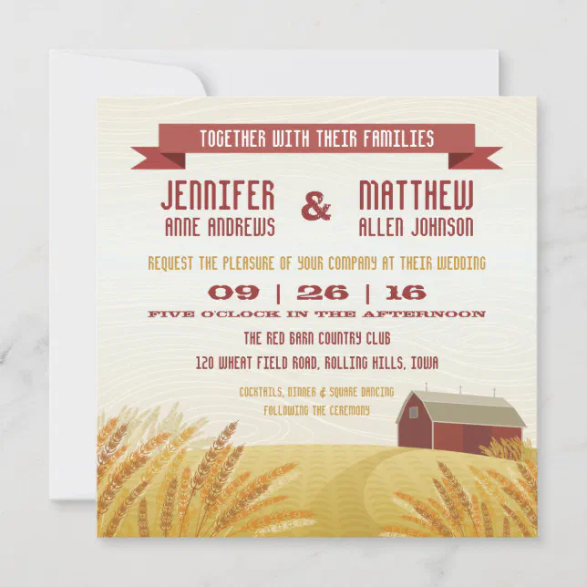 Red Barn Wedding Invitation | Zazzle