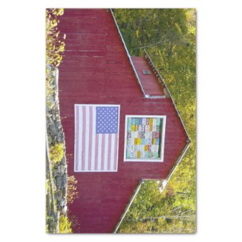 Red Barn With American Flag State License Plates Tissue Paper | Zazzle