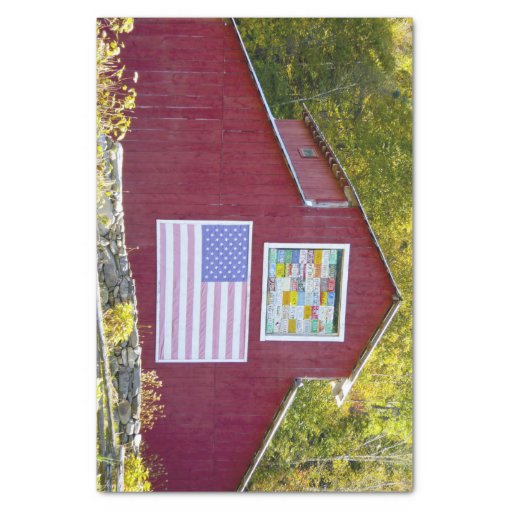 Red Barn With American Flag State License Plates Tissue Paper | Zazzle