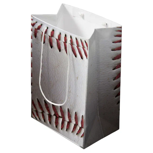 Red Baseball Stitching Medium Gift Bag | Zazzle