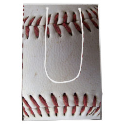 Red Baseball Stitching Medium Gift Bag | Zazzle